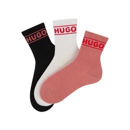 Freizeitsocken HUGO UNDERWEAR "3P QSRIB SPORTY CC W", Damen, Gr. 35-38, open miscellaneous 962, Baumwollmischung, elastisch, Socken Freizeitsocken, mit kontrastfarbenem Logodetail