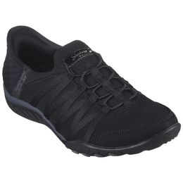 Slip-On Sneaker Skechers "BREATHE-EASY-ROLL-WITH-ME", Damen, Gr. 37, schwarz (schwarz, uni), Textil, Schuhe Slip-On Sneaker, Freizeitschuh f&uuml;r Maschinenw&auml;sche geeignet