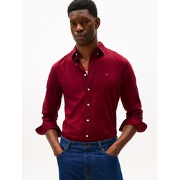 Langarmhemd Tommy Hilfiger "FLEX FLANNEL SOLID SHIRT", Herren, Gr. 3XL, N-Gr, deep rouge, Web, Obermaterial: 98% Baumwolle, 2% Elasthan, unifarben, regular fit normal, Rundhals, eingesetzt 1-Knopf-Manschette, Hemden Langarmhemd, Regular fit