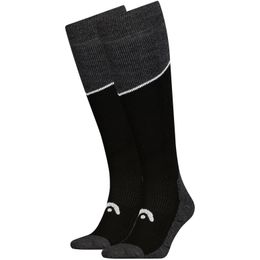 Socken Head, Damen, Gr. 47-49, schwarz (schwarz, grau melange), Materialmix, unifarben mit Farbeinsatz, Socken Socken, mit ergonomischer Passform