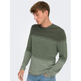 Only & Sons Strickpullover ONLY & SONS "ONSFELIX REG 12 CREW KNIT NOOS", Herren, Gr. L, grau (castor gray), Strick, Obermaterial: 100% Baumwolle, gemustert, Basic, regular fit normal, Rundhals, eingefasste Kante, Pullover Strickpullover