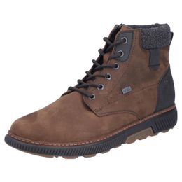 Winterboots Rieker, Herren, Gr. 44, schwarz (braun, schwarz), Lederimitat, Nubukleder, Textil, unifarben mit Farbeinsatz, Schuhe Winterboots, High Top Sneaker, Schn&uuml;rstiefelette mit TEX-Membran, schmale Form
