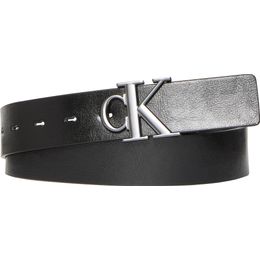 Lederg&uuml;rtel Calvin Klein Jeans "MNGRM PLQ BCKL 35MM", Herren, Gr. 95, schwarz (schwarz, schwarz aop, matte gunmetal), Rindsleder, unifarben, G&uuml;rtel Lederg&uuml;rtel
