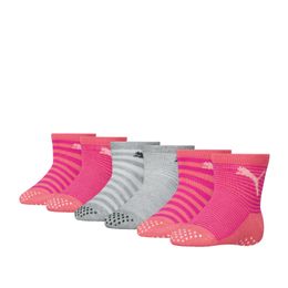 Socken Puma "Puma BABY ABS SOCKS 6P ECOM", Jungen, Gr. 15-18, violet lila combo, Baumwollmischung, gestreift, mehrfarbig, normal, Socken Socken, Anti-Rutsch Sohle