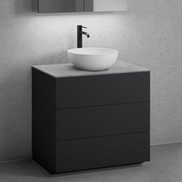 neoro n50 Unterschrank B: 80 cm mit 3 Ausz&uuml;gen, Waschtisch &Oslash; 45 cm wei&szlig; matt,, BN0106WM+BN0452BM+BN0402C3,