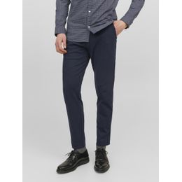 Jack & Jones Chinohose JACK & JONES "JPSTMARCO &ndash; Chinohose mit mittlerer Taille, Slim Fit, bequem", Herren, Gr. 29, L&auml;nge 30, blau (navy blazer), Web, Obermaterial: 52% Polyester, 21% Nylon, 17% Viskose, 10% Elasthan, unifarben, slim fit normal, Hosen Chinohose, unifarben, modisch, slim fit, Web