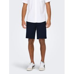 Only & Sons Chinoshorts ONLY & SONS "ONSMARK 0209 MELANGE SHORTS NOOS", Herren, Gr. XL, N-Gr, blau (marineblaus), Obermaterial: 64% Viskose, 31% Polyester, 5% Elasthan, unifarben, regular fit kniefrei, Hosen Chinoshorts