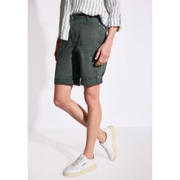 Bermudas Street One "Style Yulius", Damen, Gr. 34, N-Gr, gr&uuml;n (marshy gr&uuml;n), Web, Obermaterial: 98% Baumwolle, 2% Elasthan, unifarben, regular fit kniefrei, Hosen Bermudas, Sommerhose mit Turn-Up