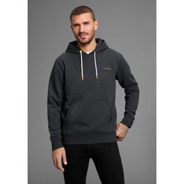 Kapuzensweatshirt DELMAO, Herren, Gr. S, grau (anthrazit melange), Sweatware, Obermaterial: 60% Baumwolle, 40% Polyester, bedruckt, Sweatshirts Kapuzensweatshirt