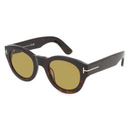 Tom Ford FT1212 LUCINDA | Unisex-Sonnenbrille | Fassung: Vollrand, Rund, Acetat, Havanna Dunkel | Glasfarbe: Gr&uuml;n
