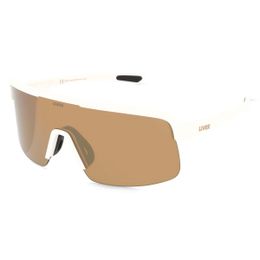 Uvex Sports S533095 dyrt | Unisex-Sonnenbrille | Fassung: Halbrand, Monoscheibe, Kunststoff, Wei&szlig; Matt | Glasfarbe: Gelb Spiegel Gold