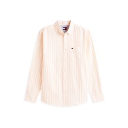Tommy Jeans Button Up Shirt male size S Pastel orange / White