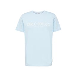Carlo Colucci T-Shirt 'Di Comun' Herren Gr&ouml;&szlig;e XL hellblau / wei&szlig;