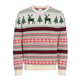 Jack & Jones JACK & JONES Sweater 'XMAS NOEL' male size XL Fir / Pastel green / Blood red / Off white