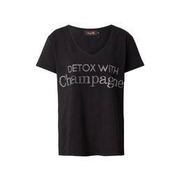 miss goodlife T-Shirt 'Detox With Champagne' Damen Gr&ouml;&szlig;e S schwarz / silber