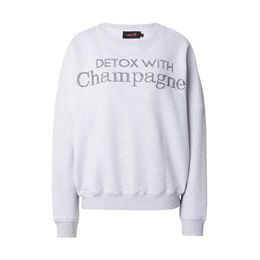 miss goodlife Sweatshirt 'Detox With Champange' Damen Gr&ouml;&szlig;e L hellgrau / schwarz
