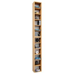 Mid.you Cd-Regal, Buche, Holzwerkstoff, 10 F&auml;cher, 21x183x20 cm, Wohnzimmer, Regale, CD & DVD-Regale