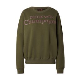 miss goodlife Sweatshirt 'Detox With Champange' Damen Gr&ouml;&szlig;e XL oliv / hellpink