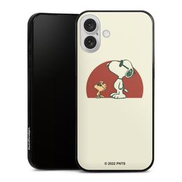 DeinDesign iPhone 16 Plus Handy Slim Case extra d&uuml;nn Silikon Handyh&uuml;lle schwarz H&uuml;lle Snoopy Official Licensed Product Kindheit Silikon Slim Case