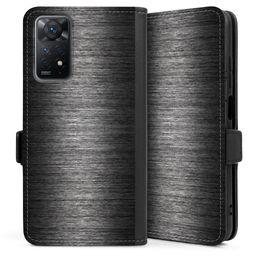 DeinDesign Xiaomi Redmi Note 11 4G Handy Klapph&uuml;lle Handyh&uuml;lle aus Kunst Leder schwarz Flip Case Metal Anthracite Metallic Look Sideflip mit Lasche