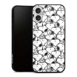 DeinDesign iPhone 16 Plus Handy Slim Case extra d&uuml;nn Silikon Handyh&uuml;lle schwarz H&uuml;lle Peanuts Snoopy Muster Silikon Slim Case