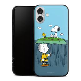 DeinDesign iPhone 16 Plus Handy Slim Case extra d&uuml;nn Silikon Handyh&uuml;lle schwarz H&uuml;lle Peanuts Children Snoopy Silikon Slim Case