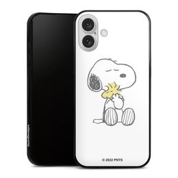 DeinDesign iPhone 16 Plus Handy Slim Case extra d&uuml;nn Silikon Handyh&uuml;lle schwarz H&uuml;lle Snoopy Love Peanuts Silikon Slim Case