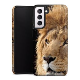 DeinDesign Galaxy S21 FE 5G Handy Panzer Handyh&uuml;lle robuste Outdoor H&uuml;lle Schutzh&uuml;lle gl&auml;nzend Jungle Lion Photography Tough Case