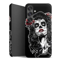 DeinDesign Galaxy S25+ Handy Premium Case Smartphone Handyh&uuml;lle Schutzh&uuml;lle gl&auml;nzend Rock 'N' Roll Totenkopf D&iacute;a De Los Muertos Premium Case