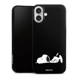 DeinDesign iPhone 16 Plus Handy Slim Case extra d&uuml;nn Silikon Handyh&uuml;lle schwarz H&uuml;lle Official Licensed Product Snoopy Peanuts Silikon Slim Case