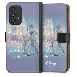 DeinDesign Galaxy A53 5G Handy Klapph&uuml;lle Handyh&uuml;lle aus Kunst Leder schwarz Flip Case Disney Official Licensed Product Cinderella Sideflip mit langer Lasche