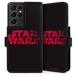 DeinDesign Galaxy S21 Ultra 5G Handy Klapph&uuml;lle Handyh&uuml;lle aus Kunst Leder schwarz Flip Case Star Wars Merchandise Logo Sideflip mit Lasche