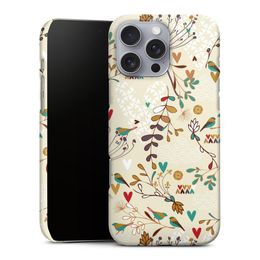 DeinDesign iPhone 16 Pro Max Handy Premium Case Smartphone Handyh&uuml;lle Schutzh&uuml;lle gl&auml;nzend Retro Bird Flowers Premium Case