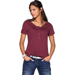 CR&Eacute;ATION L Damen Kurzarmshirt im Baumwoll-Modal-Mix bordeaux Gr&ouml;&szlig;e 38