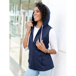 WITT Damen Sweatweste mit K&auml;nguru-Tasche, dunkelblau, Gr&ouml;&szlig;e 54
