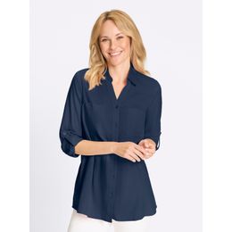 WITT Damen Longbluse mit Brusttaschen, dunkelblau, Gr&ouml;&szlig;e 56