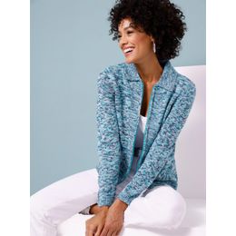 WITT Damen Strickjacke mit Rei&szlig;verschluss, t&uuml;rkis-hellblau-meliert, Gr&ouml;&szlig;e 52