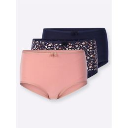 WITT Damen Taillenslip in der 3-St&uuml;ck-Packung, marine-bedruckt + marine + rosenholz, Gr&ouml;&szlig;e 36/38