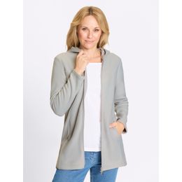 WITT Damen Fleecejacke in Longform, hellgrau, Gr&ouml;&szlig;e 56