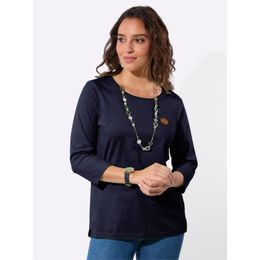 WITT Damen 3/4-Arm-Shirt aus reiner Baumwolle, marine, Gr&ouml;&szlig;e 54
