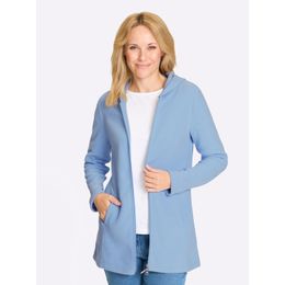 WITT Damen Fleecejacke in Longform, eisblau, Gr&ouml;&szlig;e 52