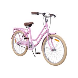Actionbikes Motors Actionbikes Kinderfahrrad Retrostar 24 Zoll, Rosa, Fahrradst&auml;nder, Gep&auml;cktr&auml;ger, Sattel gefedert
