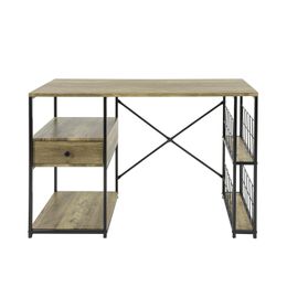sobuy Schreibtisch mit 1 Schublade Holzfarbe 118x48x75cm Industriell