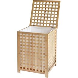 CLP W&auml;schebox f&uuml;r Schmutzw&auml;sche Lenca, W&auml;schesammler Holz W&auml;schesack 90L waschbar herausnehmbar, Bambusrahmen f&uuml;r Badezimmer