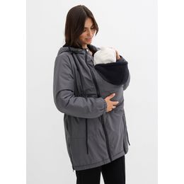 bonprix Kuschelig gef&uuml;tterte Umstands-und Tragejacke, grau, Gr.42, Wasserabweisender Parka f&uuml;r die Schwangerschaft und danach