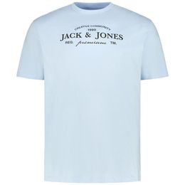 Jack & Jones Gro&szlig;e Gr&ouml;&szlig;en Jack&Jones T-Shirt mit Label-Print Farbe hellblau Gr&ouml;&szlig;e: 3XL