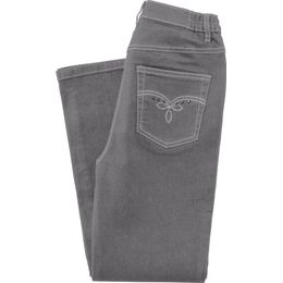 WITT Damen 5-Pocket-Jeans mit Stickerei-Motiv, grey-denim, Gr&ouml;&szlig;e 38