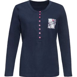 w&auml;schepur w&auml;schepur Damen Schlafanzug mit langer Knopfleiste, marine-kariert, Gr&ouml;&szlig;e 48/50