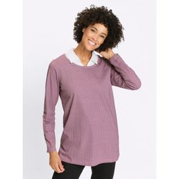 WITT Damen Longshirt in 2-in-1-Optik, ros&eacute;-orchidee-bedruckt, Gr&ouml;&szlig;e 38