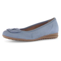 Gabor Damen Ballerina "FLORENZ", Gr. 35, blau, Ziegenveloursleder, unifarben, festlich, Schuhe, Bequemschuh, Businesschuh, Elastikeinfass,